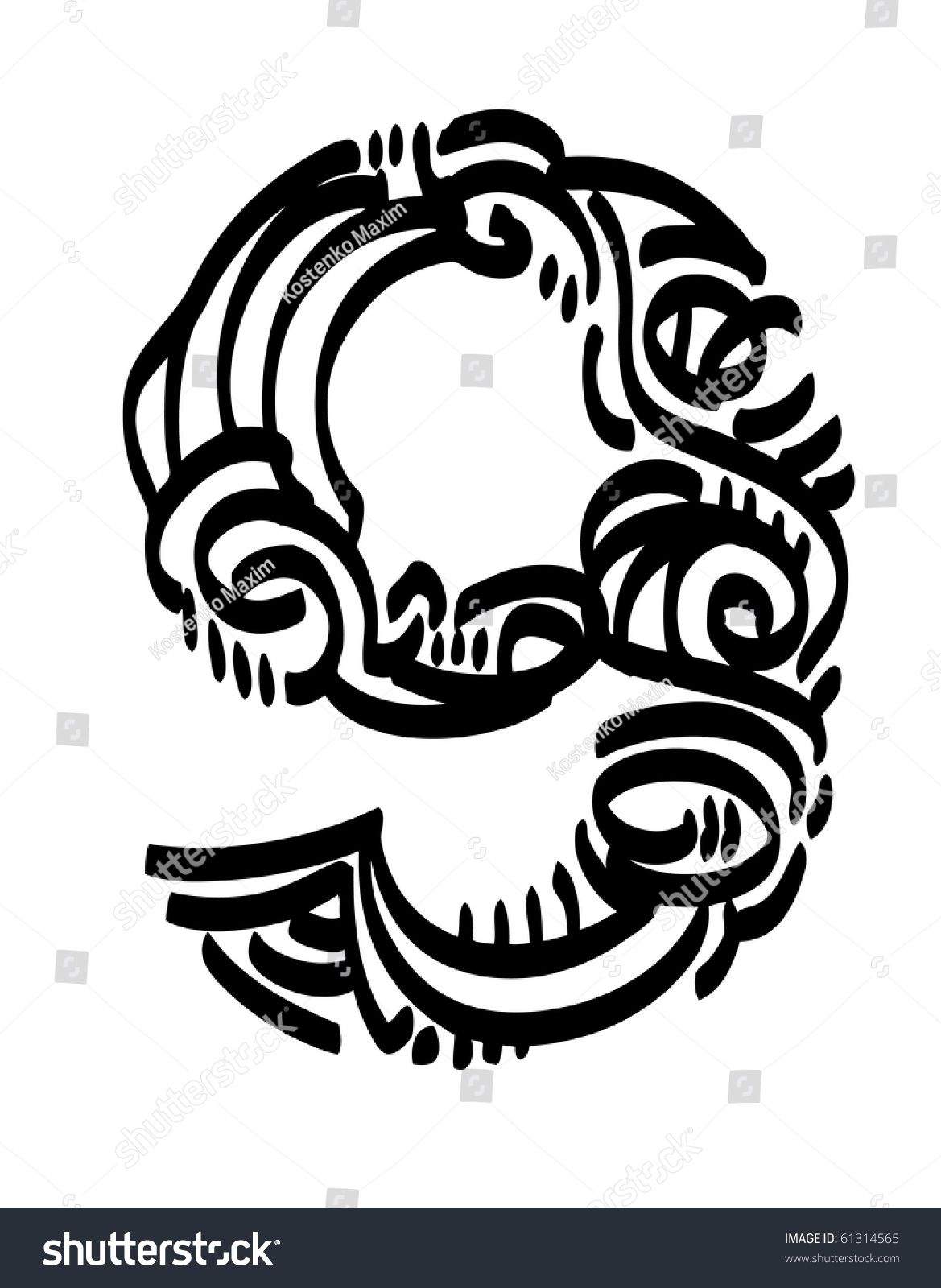 Nine Vector Illustration Calligraphy 스톡 벡터(로열티 프리) 61314565 | Shutterstock