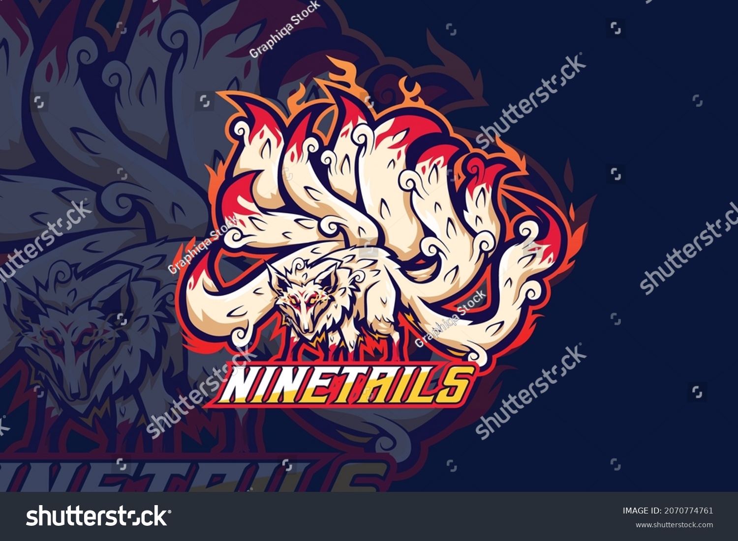 Ninetails Esport Logo Template Stock Vector (Royalty Free) 2070774761