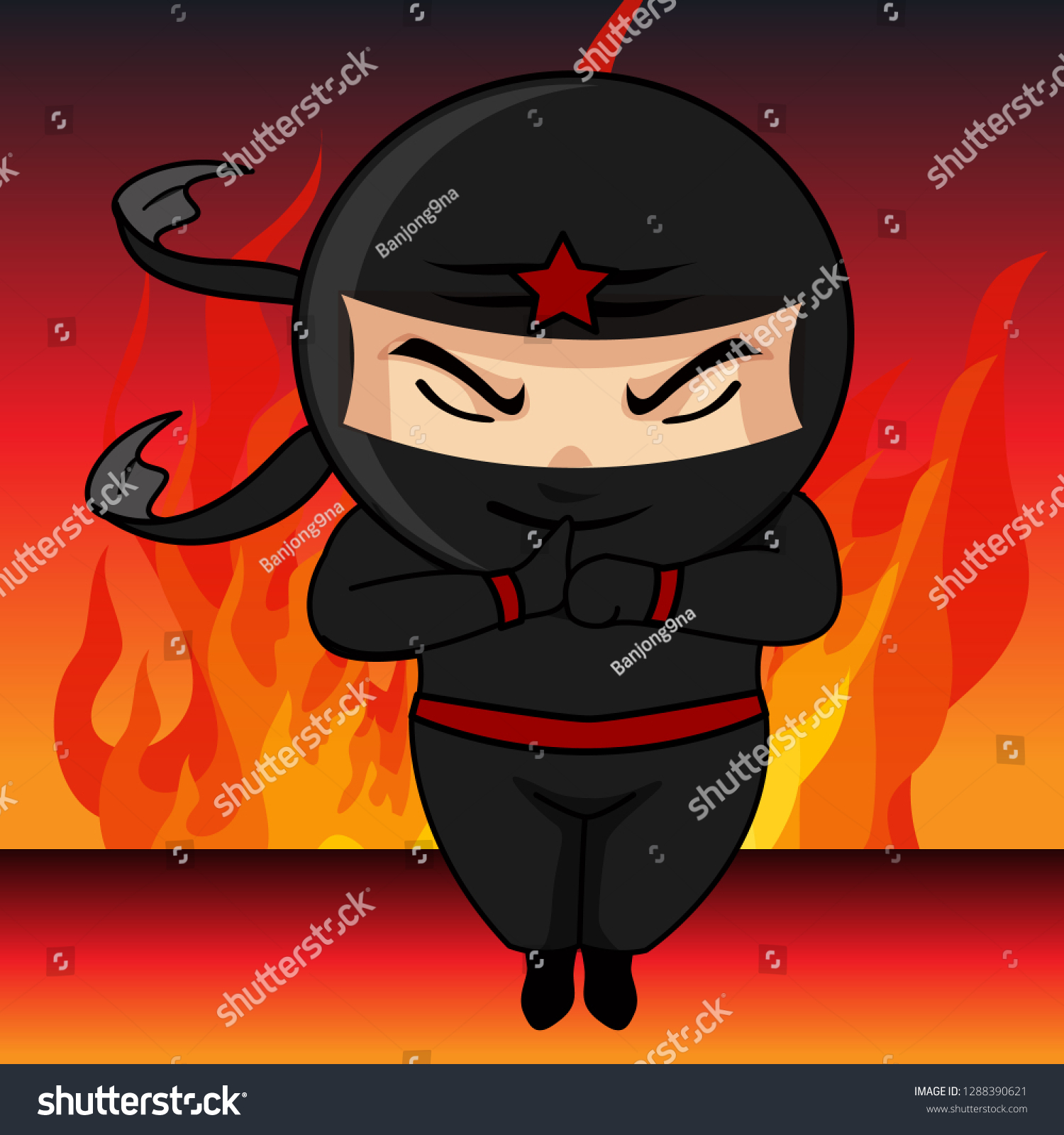 Ninja Cartoon Vector: เวกเตอร์สต็อก (ปลอดค่าลิขสิทธิ์) 1288390621 ...