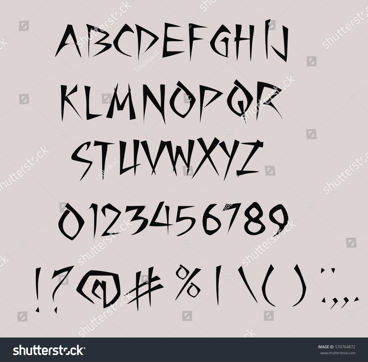 Ninja Font Handwriting Font Vector: vector de stock (libre de regalías ...