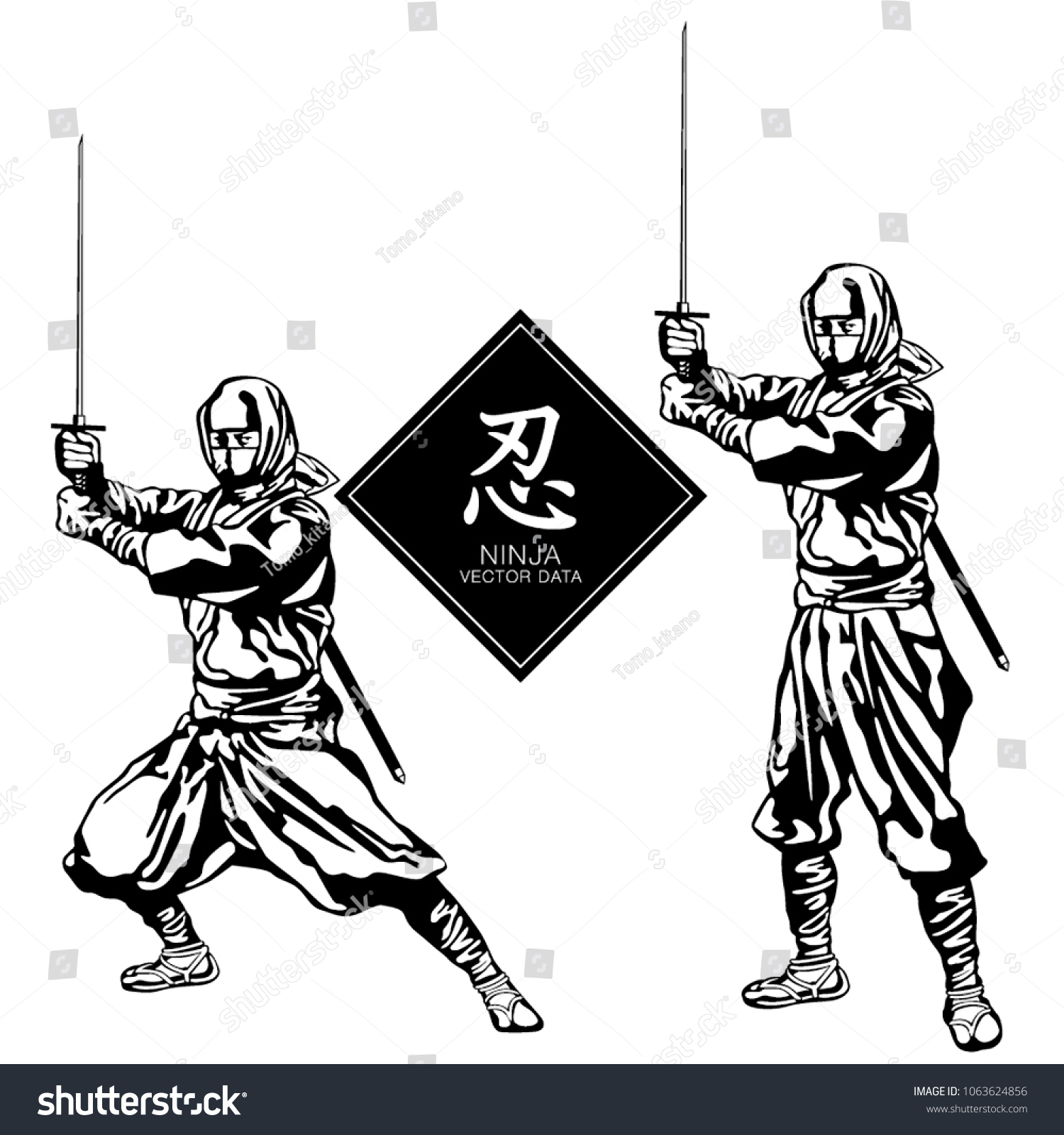 Ninja Japanese Vector Graphics Stock Vector (Royalty Free) 1063624856