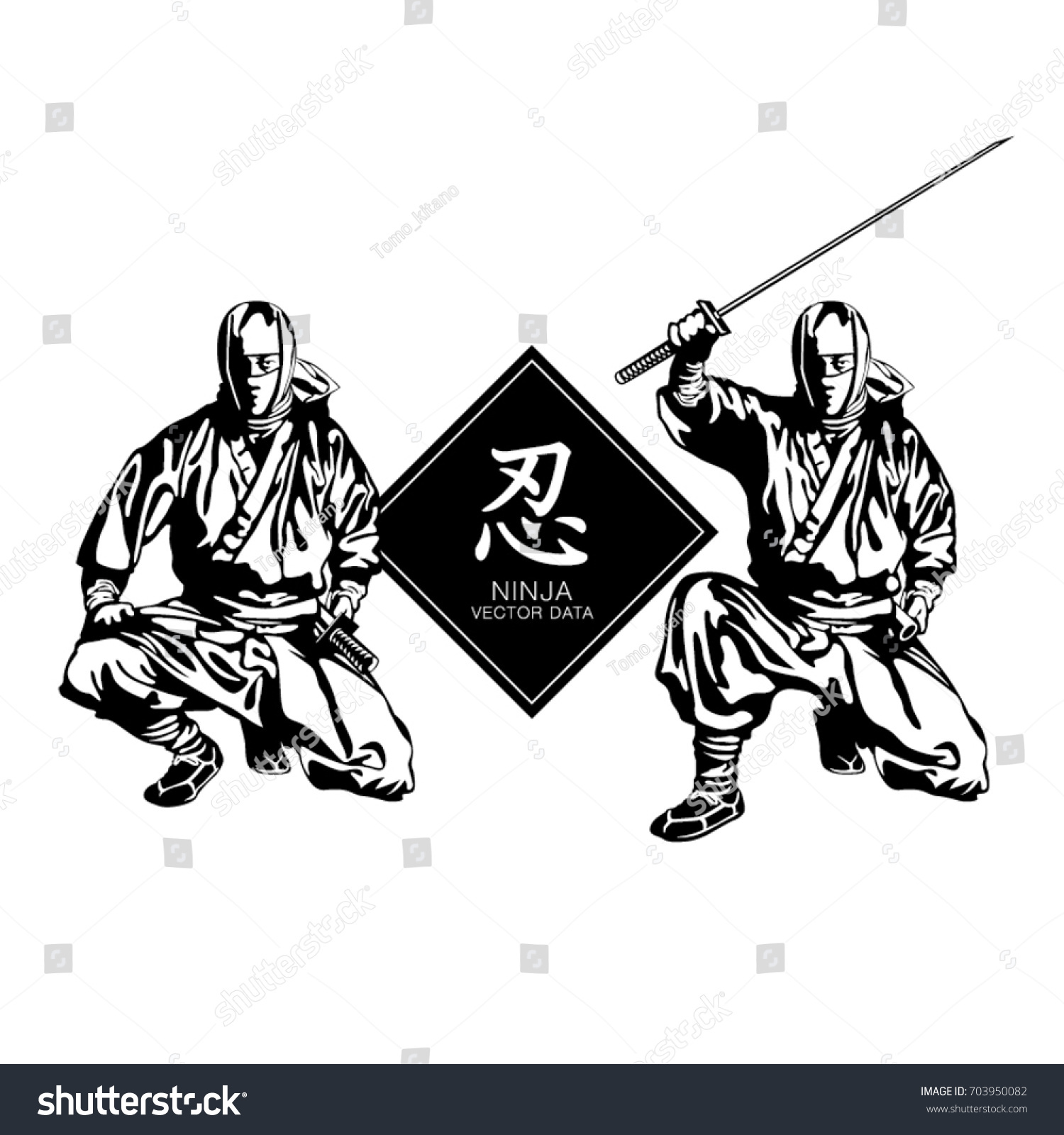 Ninja Japanese Vector Graphics Stock Vector (Royalty Free) 703950082