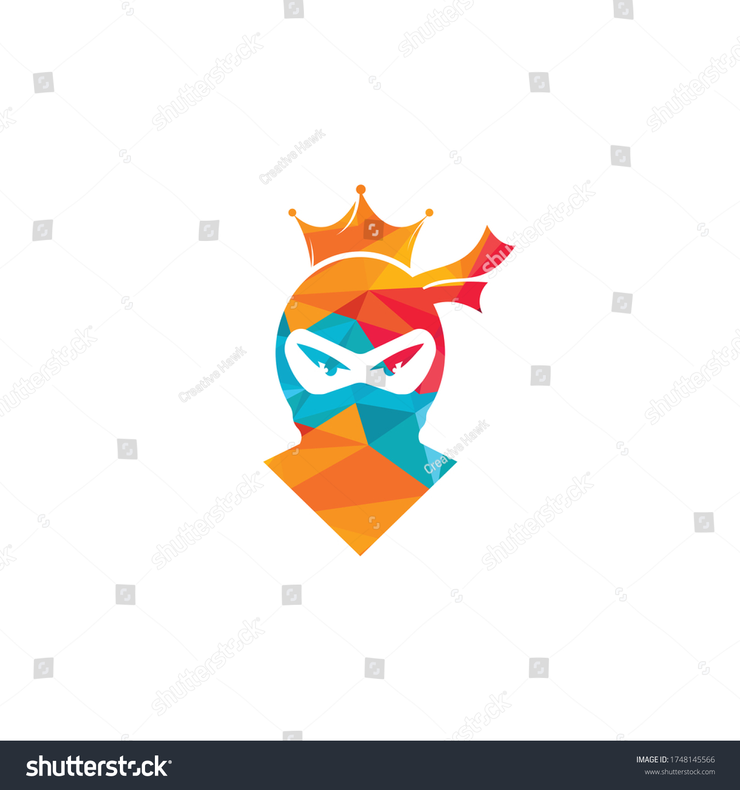 Ninja King Vector Logo Design Stock Vector (Royalty Free) 1748145566 ...