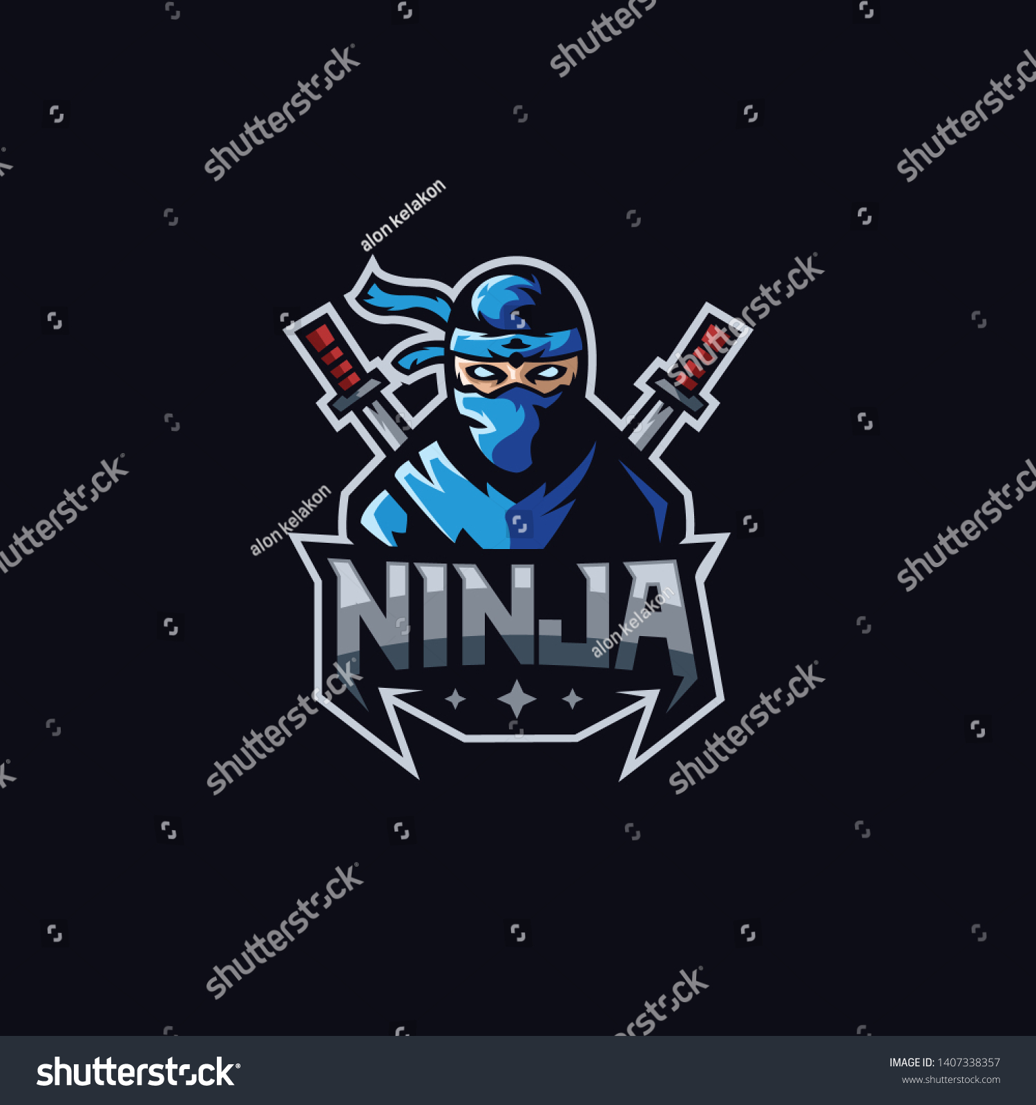 Vektor Stok Ninja Logo Design Vector Illustration (Tanpa Royalti ...