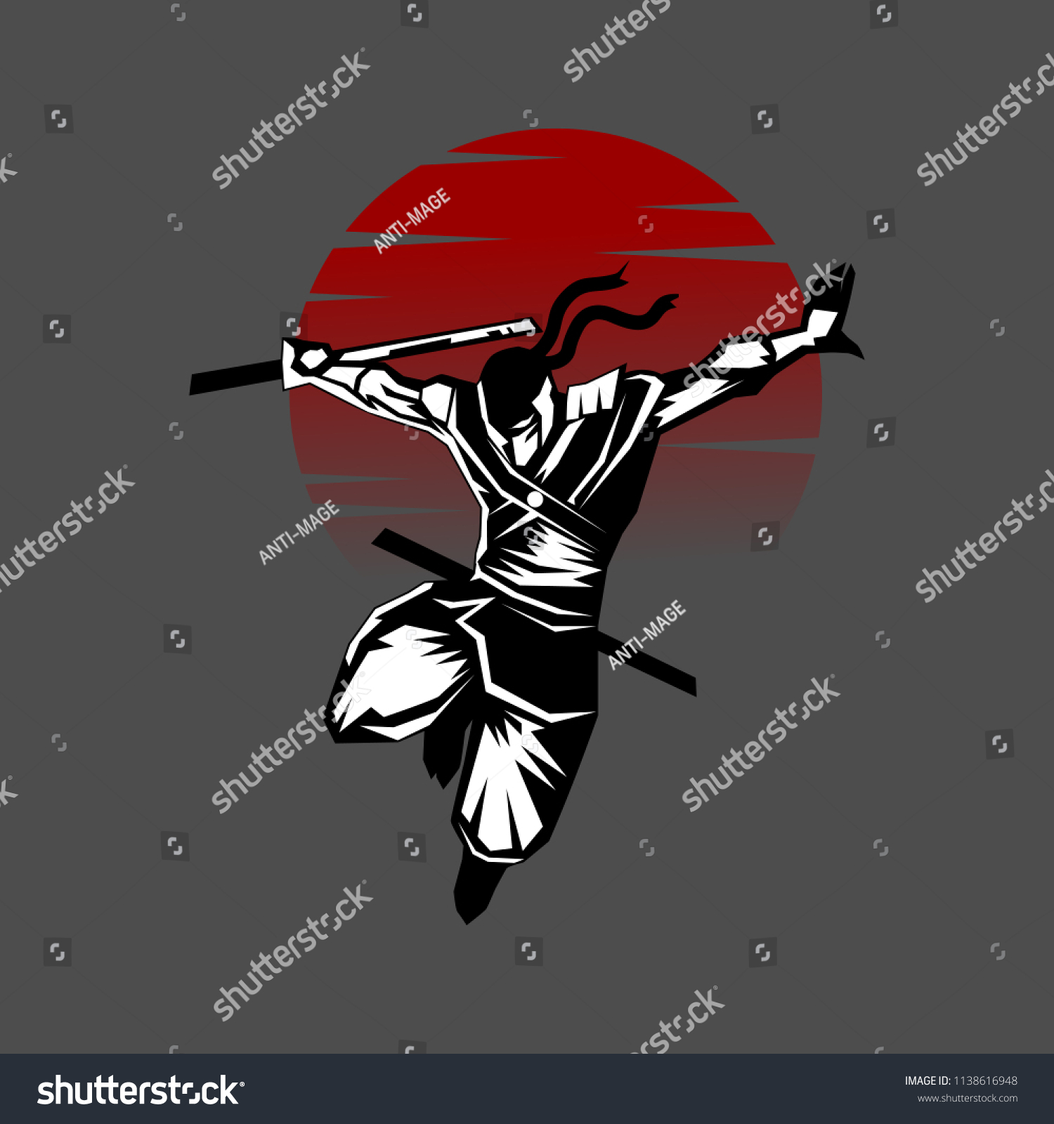 Ninja Logo Japan: vector de stock (libre de regalías) 1138616948 ...