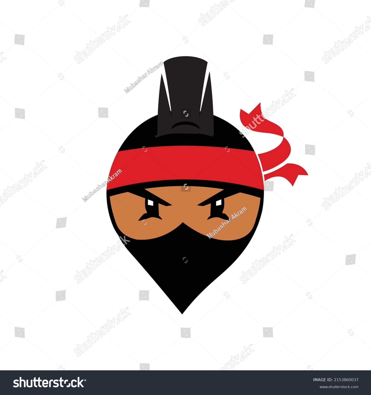 Ninja Logo Vector Head Angry Face Stock Vector (Royalty Free ...