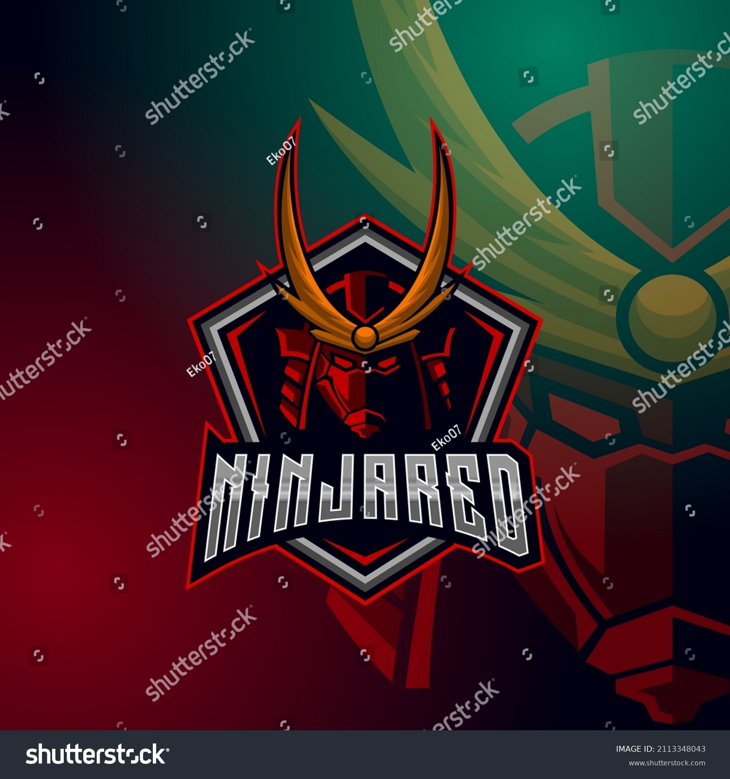Ninja Red Esport Logo Design Template Stock Vector (Royalty Free ...