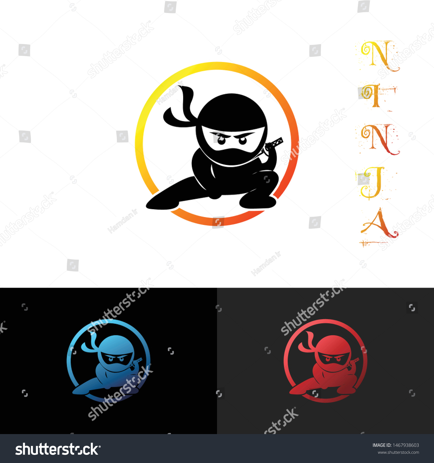 Ninja Simple Logo Icon Design Vector Stock Vector (Royalty Free) 1467938603