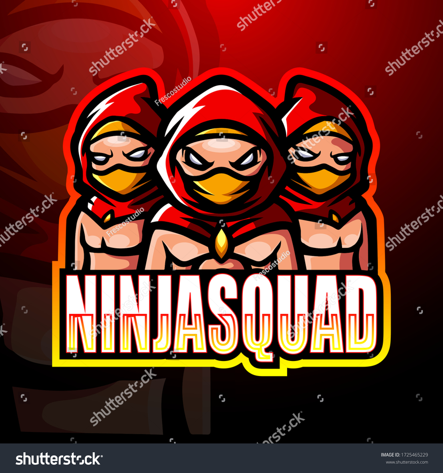 Ninja Squad Mascot Esport Logo Design Stock Vector Royalty Free 1725465229 Shutterstock