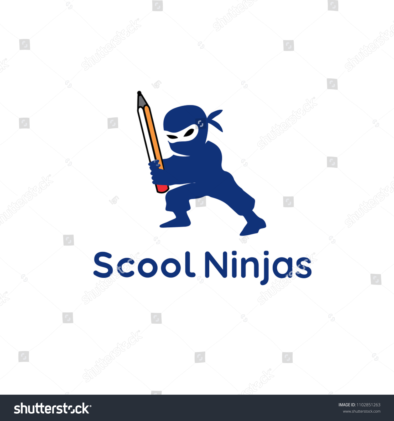 Ninja Vector Logo School Logo Education Stock Vector (Royalty Free ...