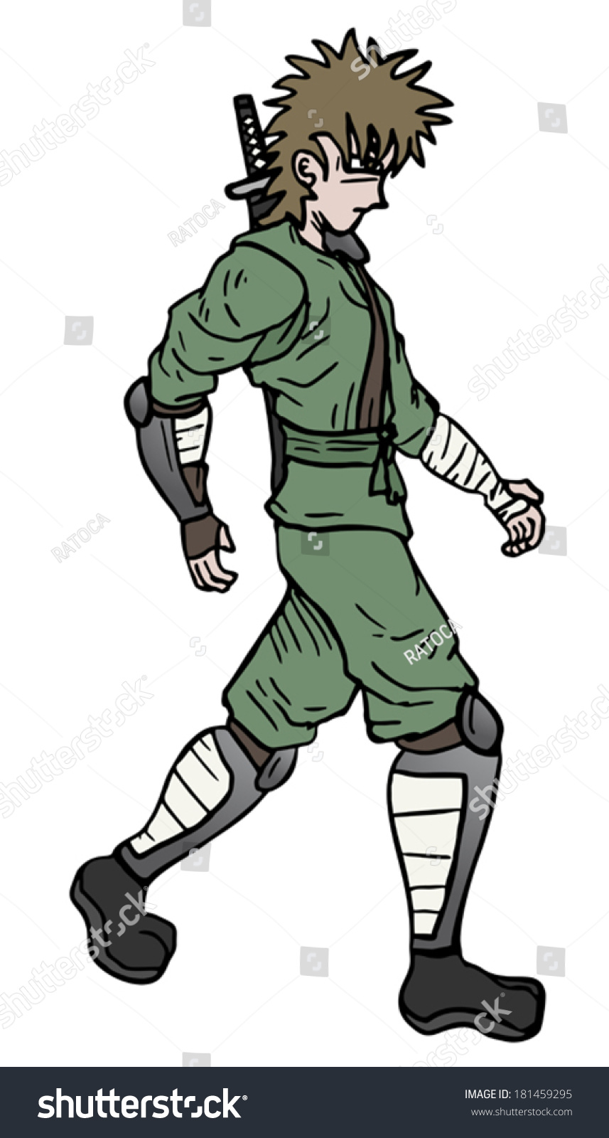 Ninja Walking Stock Vector (Royalty Free) 181459295
