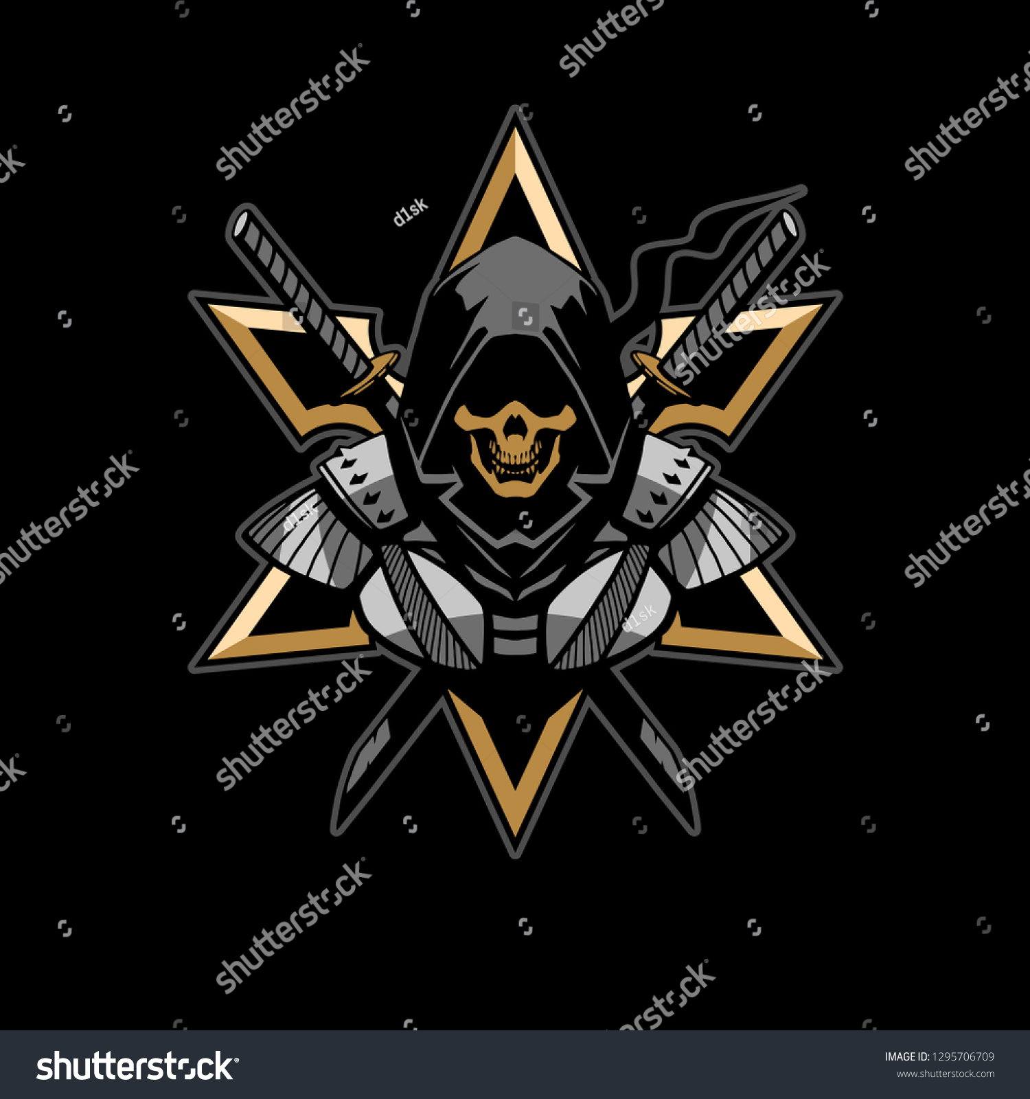 Ninja Skull Mask Stock Vector (Royalty Free) 1295706709