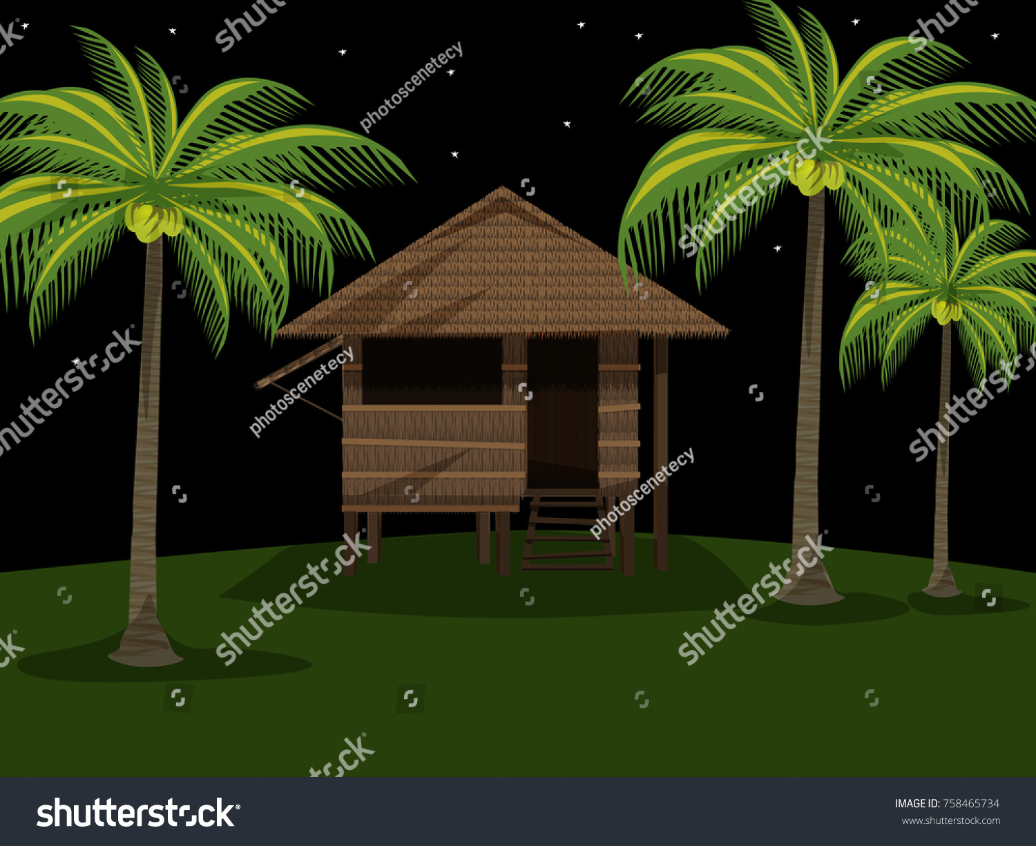 Nipa Hut Farm Stock Vector (Royalty Free) 758465734