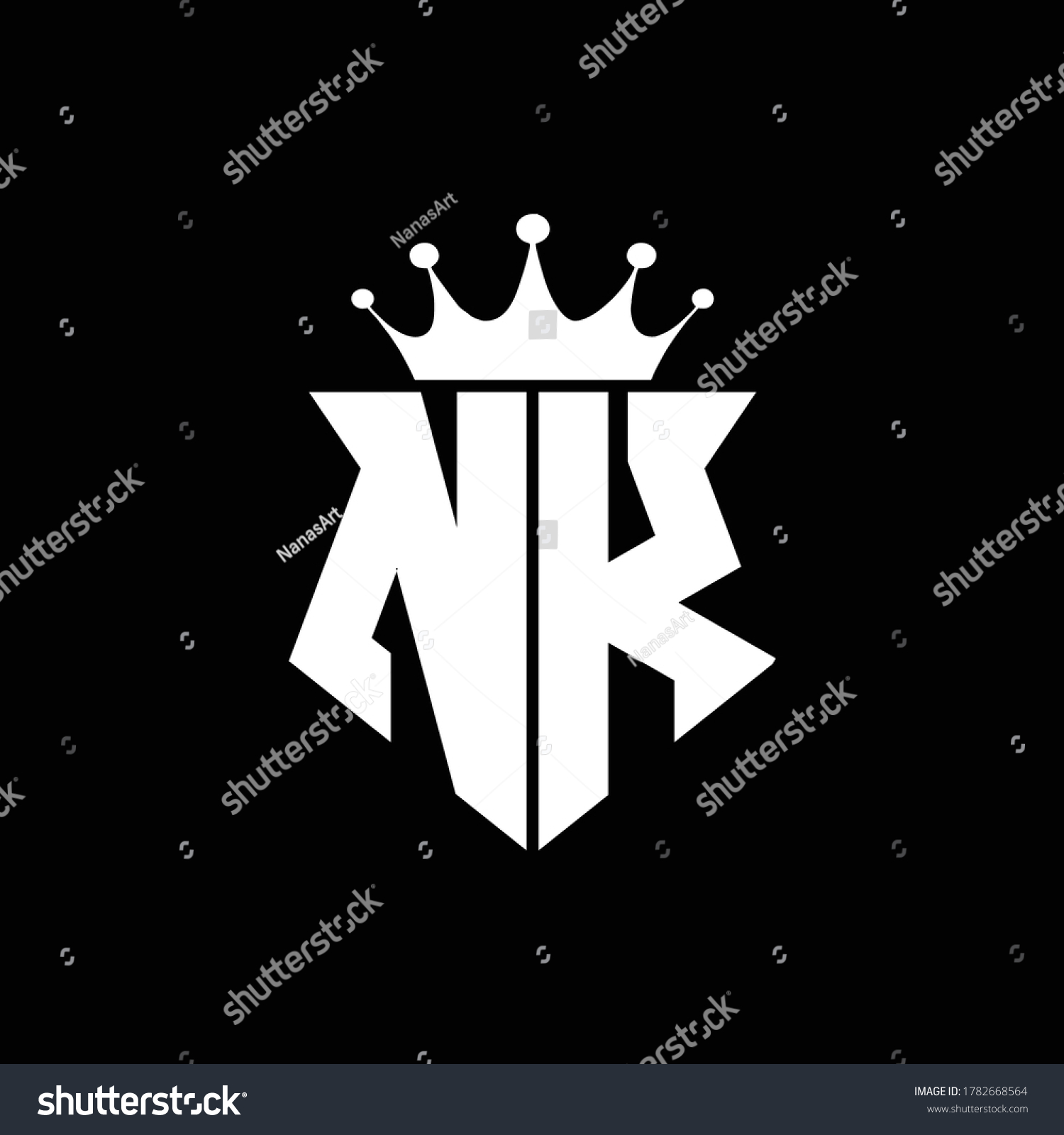 Nk Logo Monogram Shield Shape Crown Stock Vector (Royalty Free ...