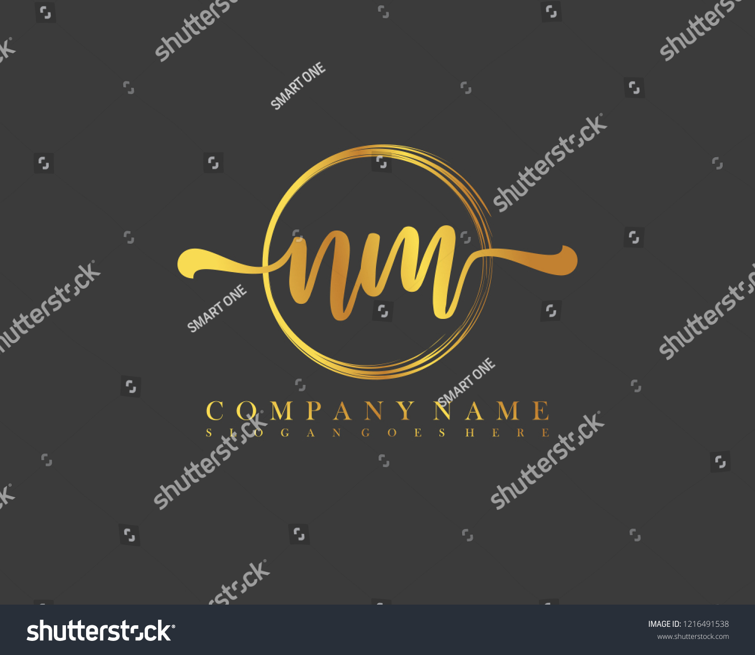 Nm Initial Handwriting Logo Circle Template Stock Vector (Royalty Free ...