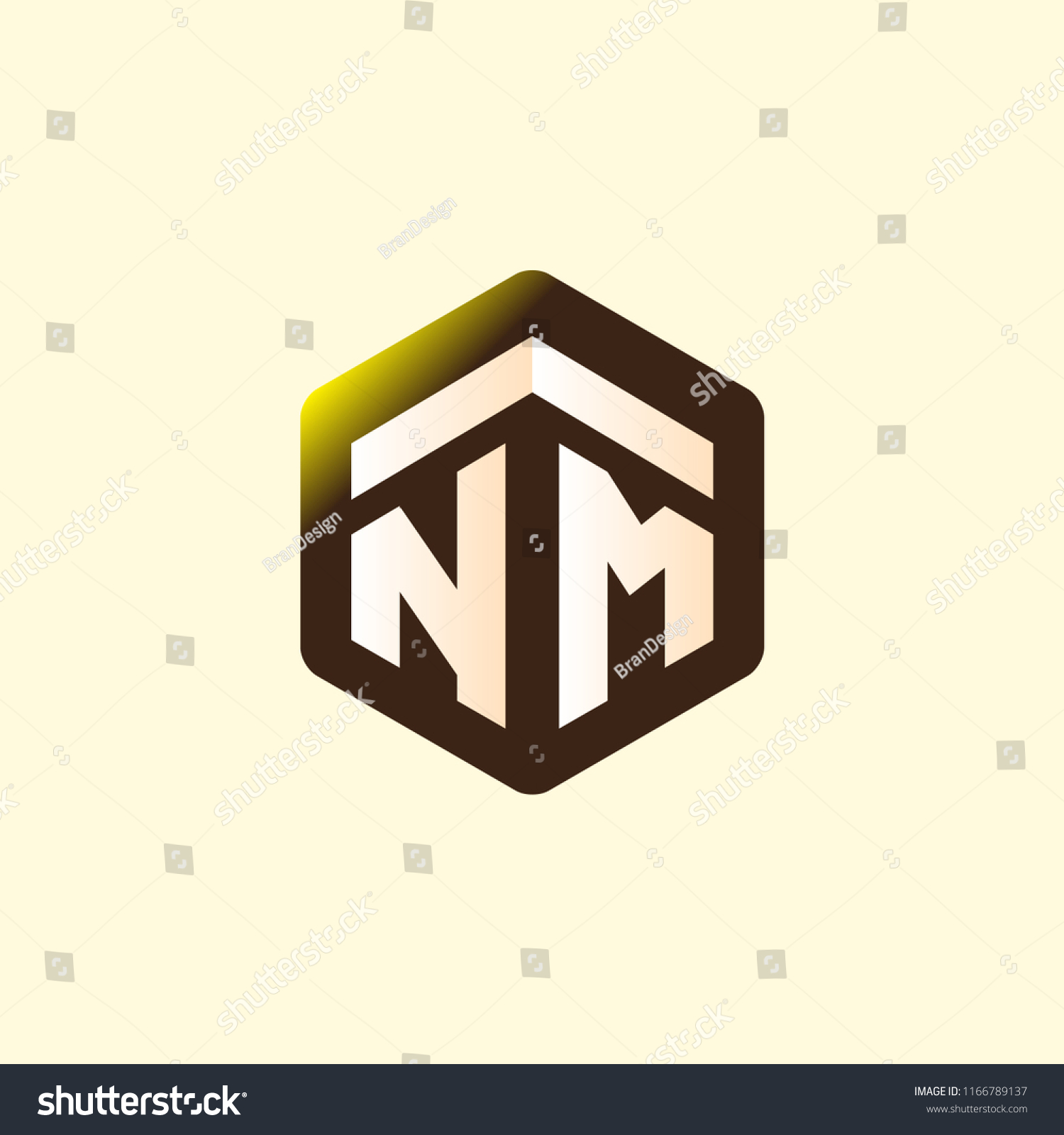 Nm Initial Letter Hexagonal Logo Vector: vector de stock (libre de ...