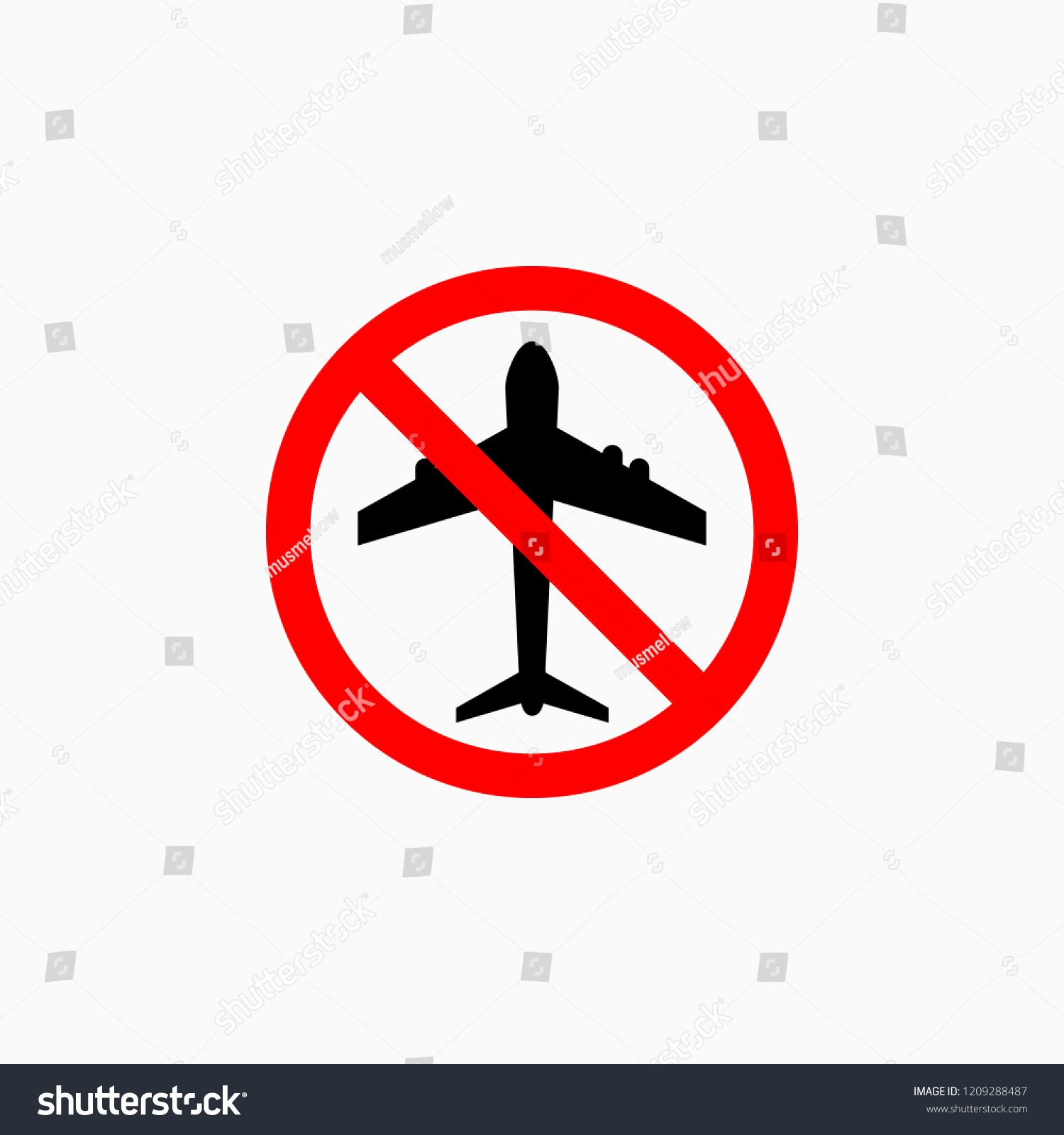 No Airplane Icon No Flying Vector Stock Vector (Royalty Free) 1209288487