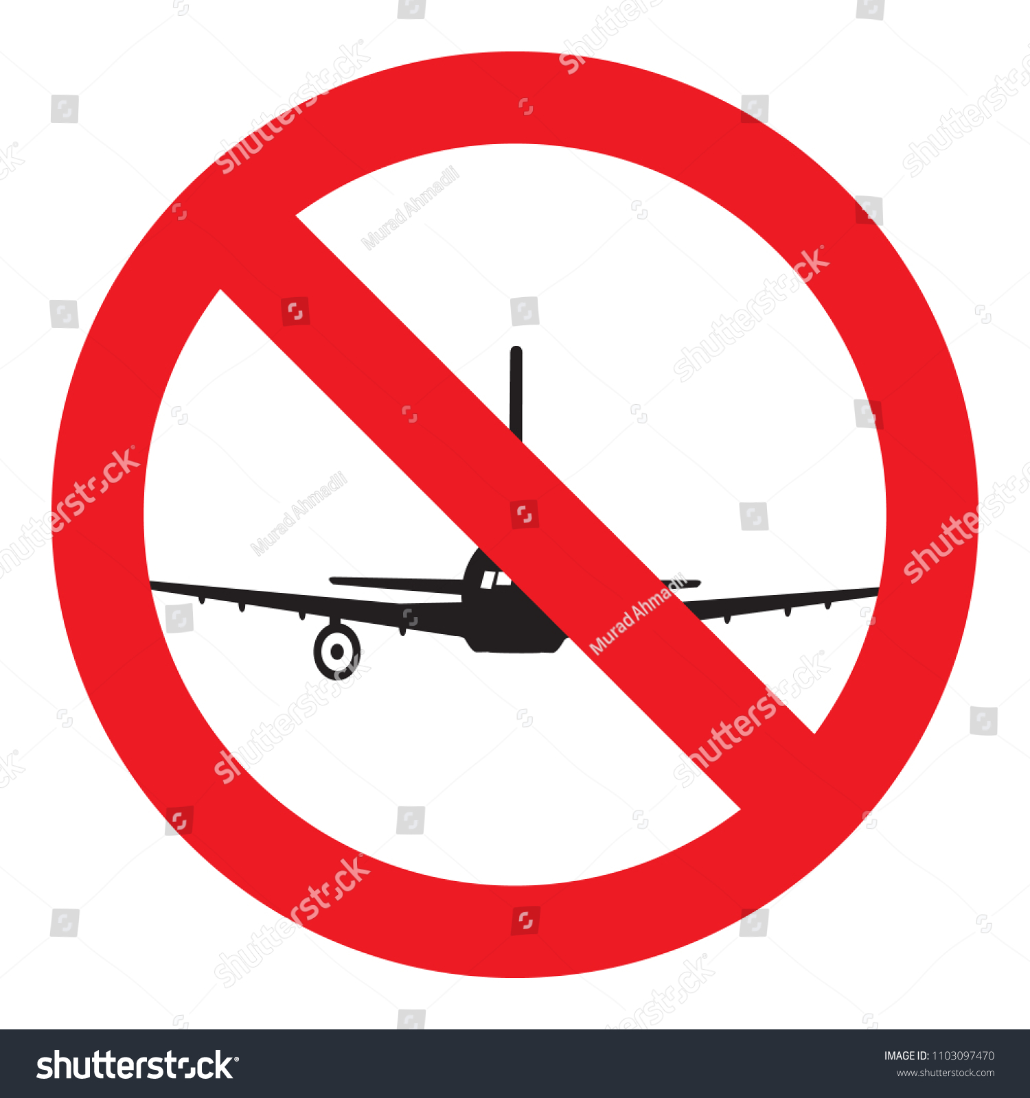 No Airplane Vector Icon Stock Vector (Royalty Free) 1103097470