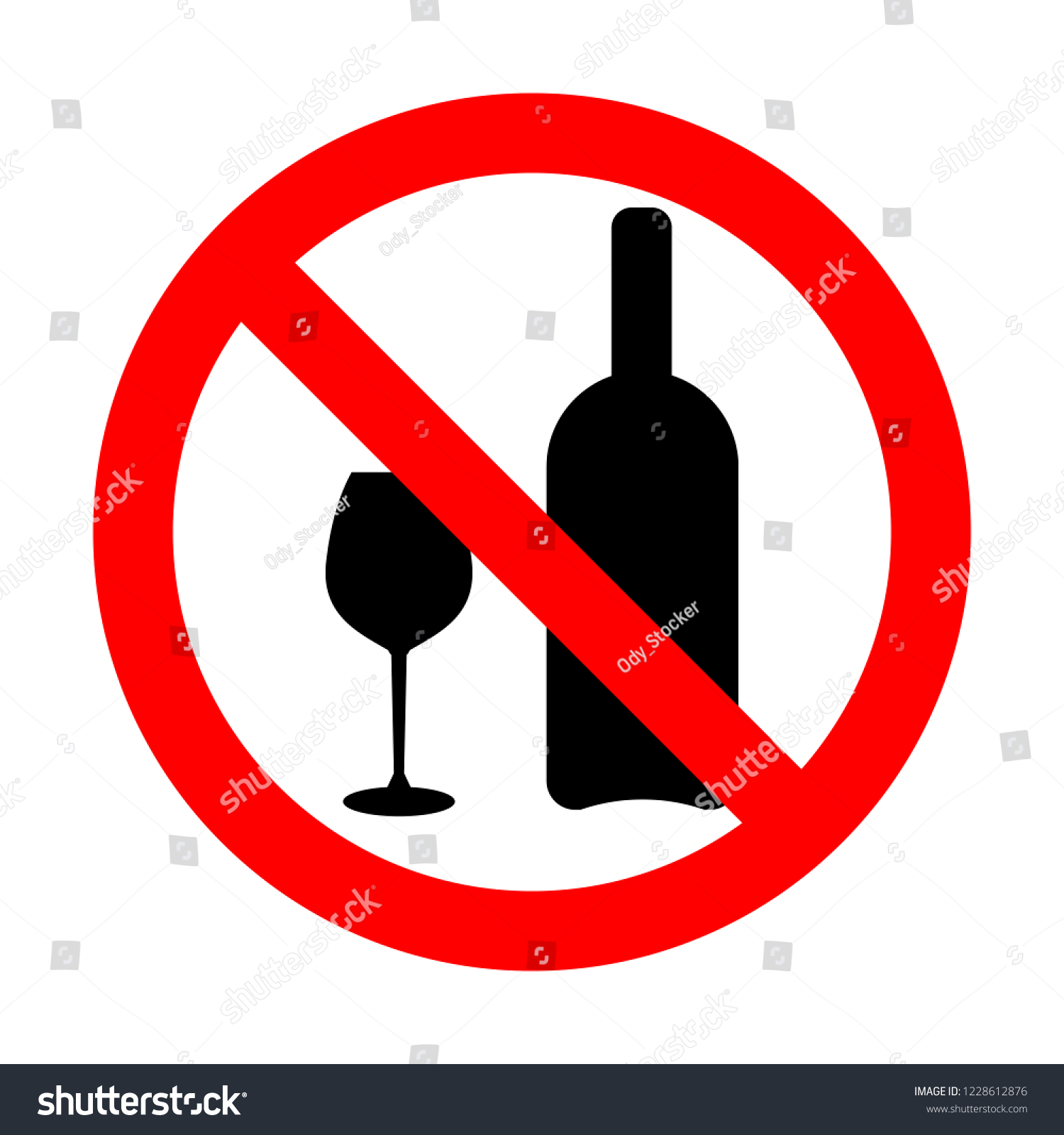 No Alcohol Sign Vector: vector de stock (libre de regalías) 1228612876 ...