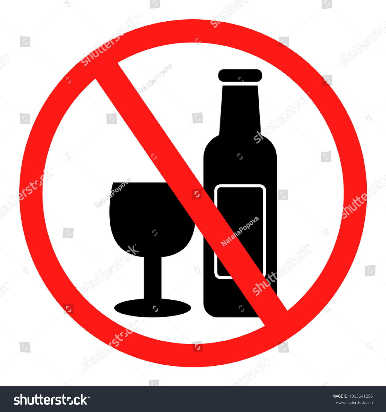 No Alcohol Sing Stock Vector (Royalty Free) 1305641296