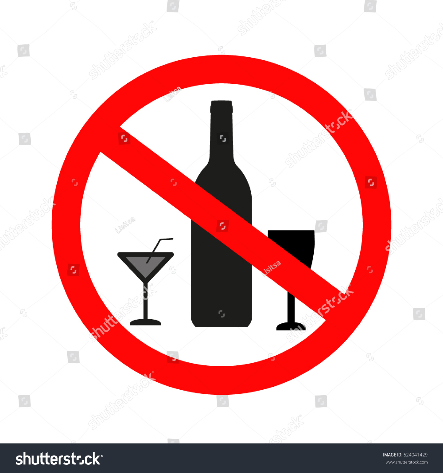 No Alcohol Sing Vector Stock Vector (Royalty Free) 624041429
