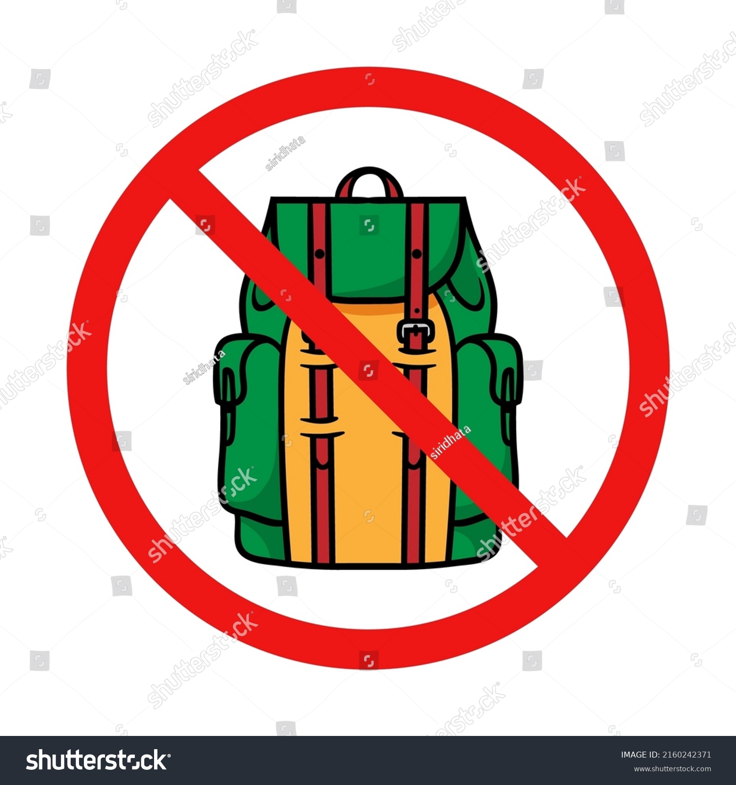 No Backpack Sign On White Background Stock Vector (Royalty Free ...