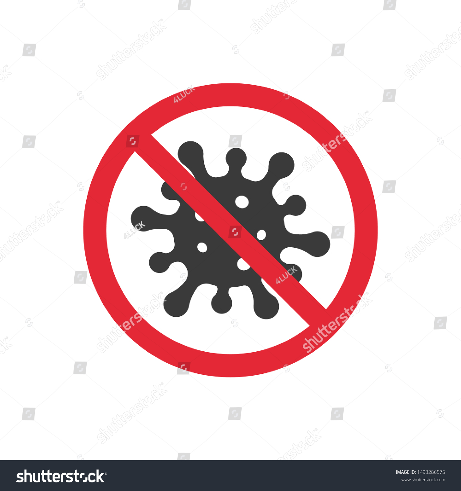 No Bacteria Sign Vector Image: เวกเตอร์สต็อก (ปลอดค่าลิขสิทธิ์) 1493286575