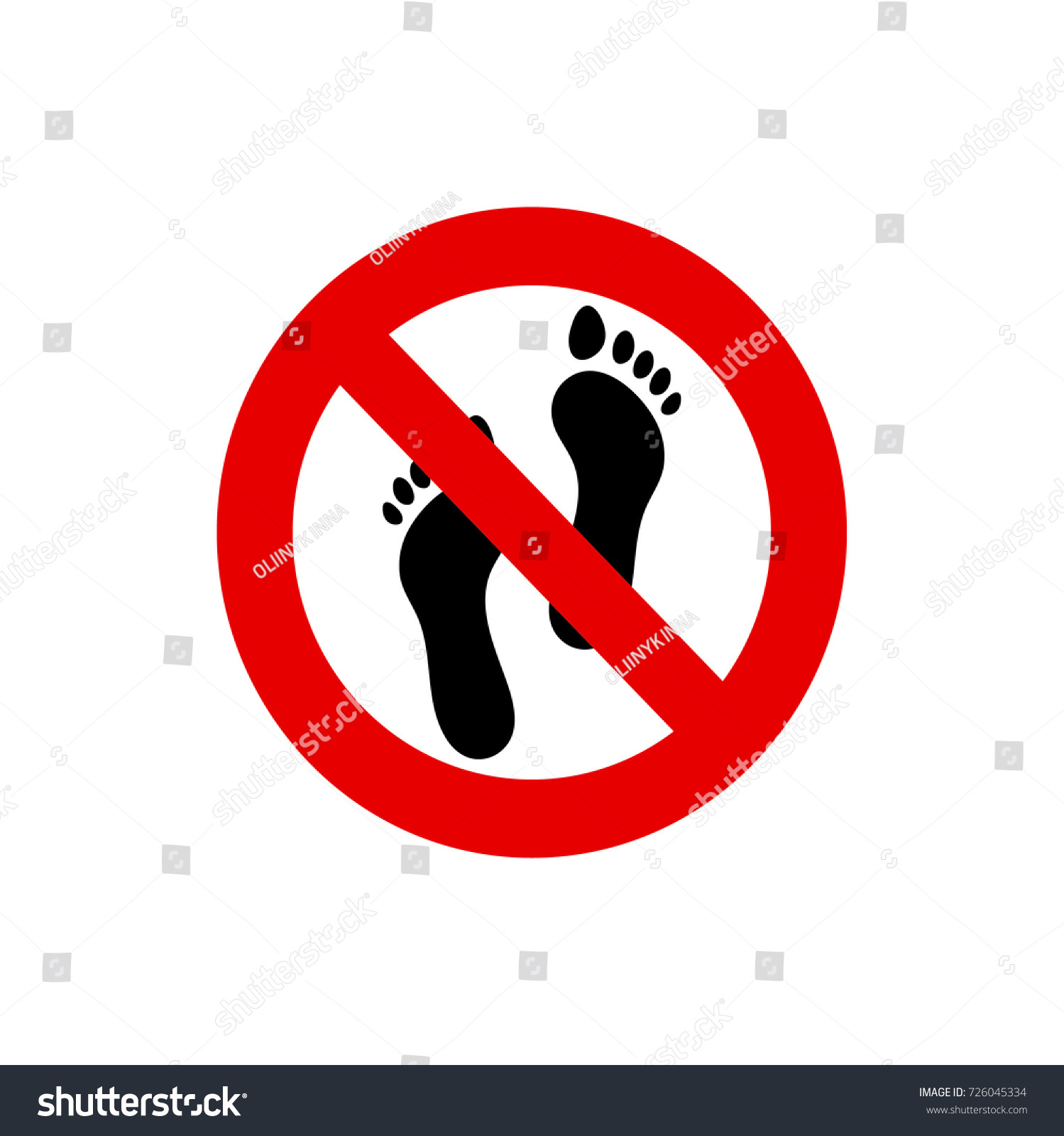 No Barefoot Sign Stock Vector (Royalty Free) 726045334