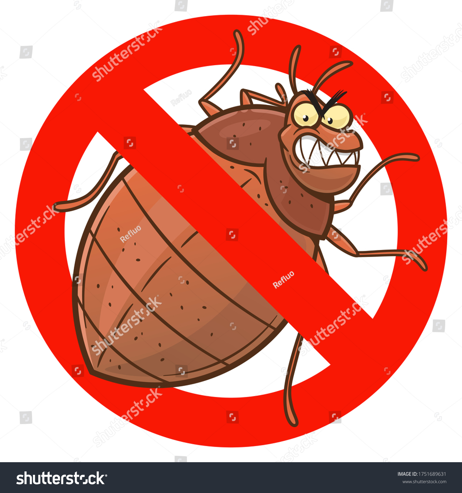 No Bedbug Vector Cartoon Sign Bedbug Stock Vector (Royalty Free) 1751689631