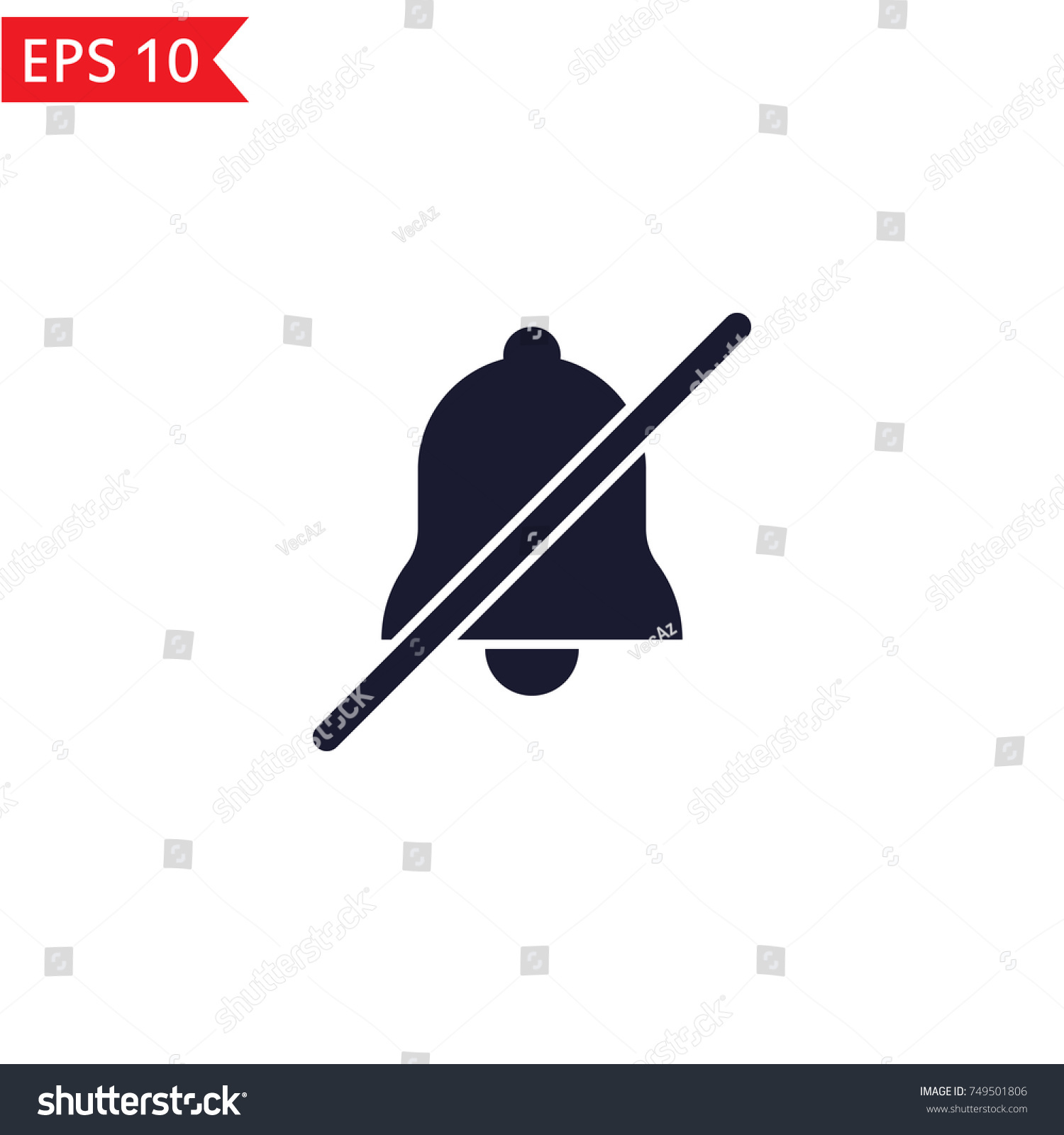No Bell Icon Vector Stock Vector (Royalty Free) 749501806