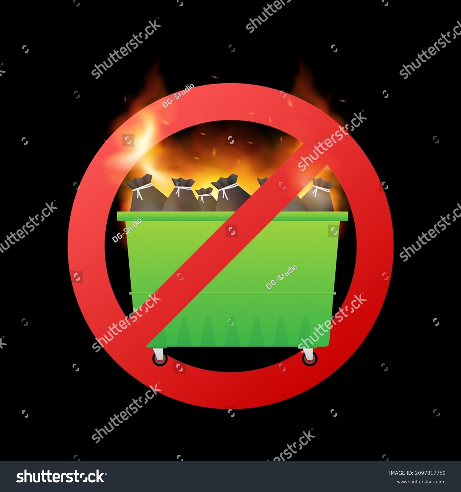 No quema basura. Ilustración vectorial. Llama: vector de stock (libre ...