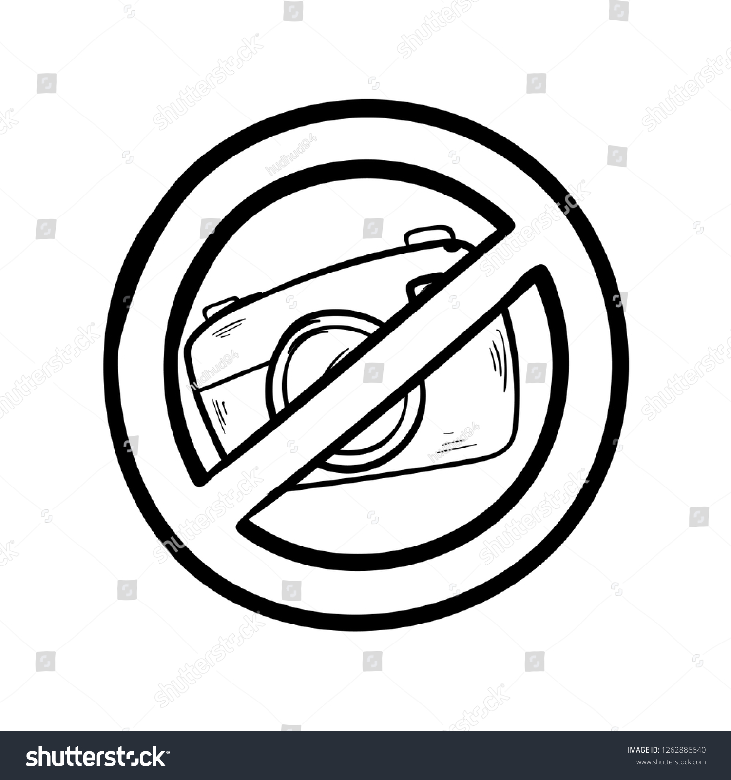 No Camera Sign Doodle Icon Vector Stock Vector (Royalty Free ...
