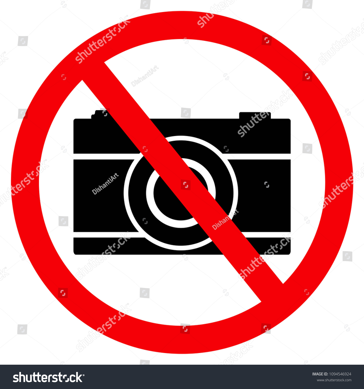 No Camera Sign Stop Camera Icon Stock Vector (Royalty Free) 1094546924