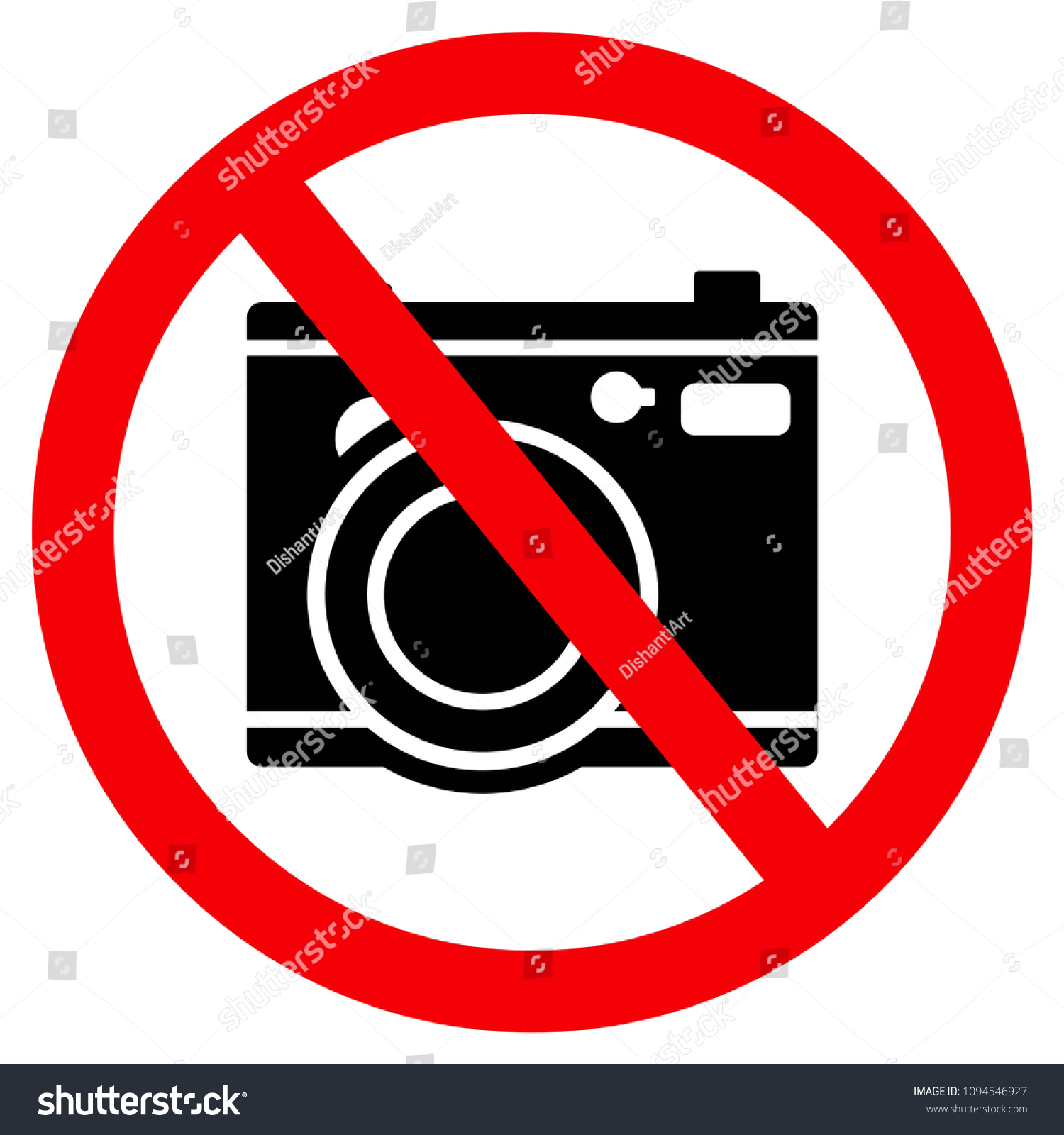 No Camera Sign Stop Camera Icon Stock Vector (Royalty Free) 1094546927