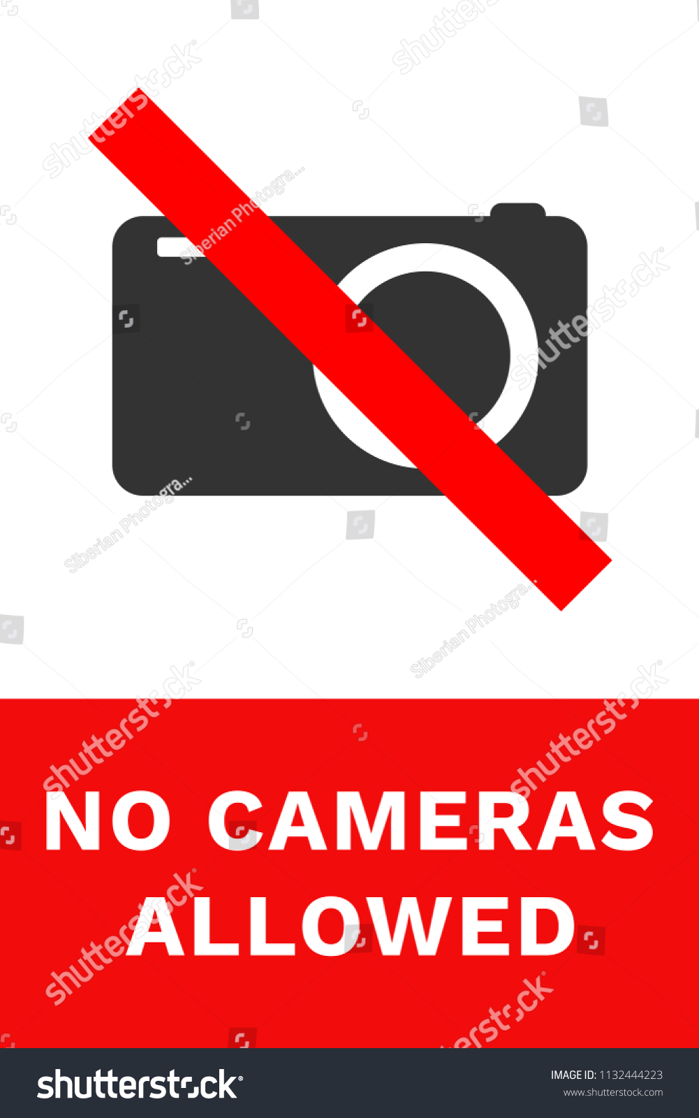 No Cameras Allowed Sign Vector Stock Vector (Royalty Free) 1132444223