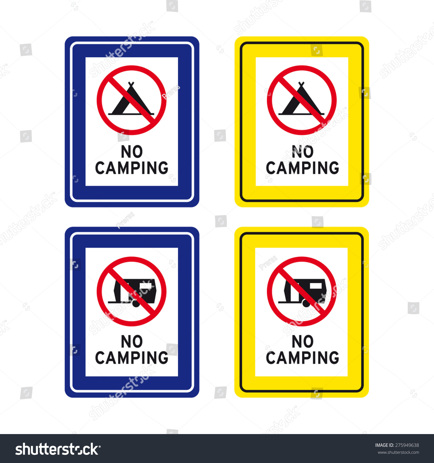 No Camping Prohibited Sign Vector Set: vector de stock (libre de ...