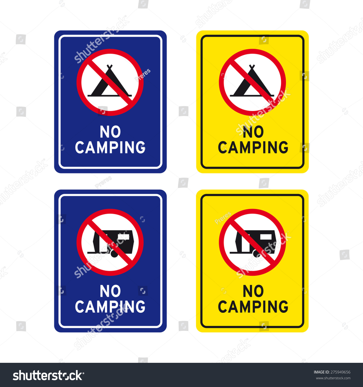 No Camping Prohibited Sign Vector Set: vector de stock (libre de ...