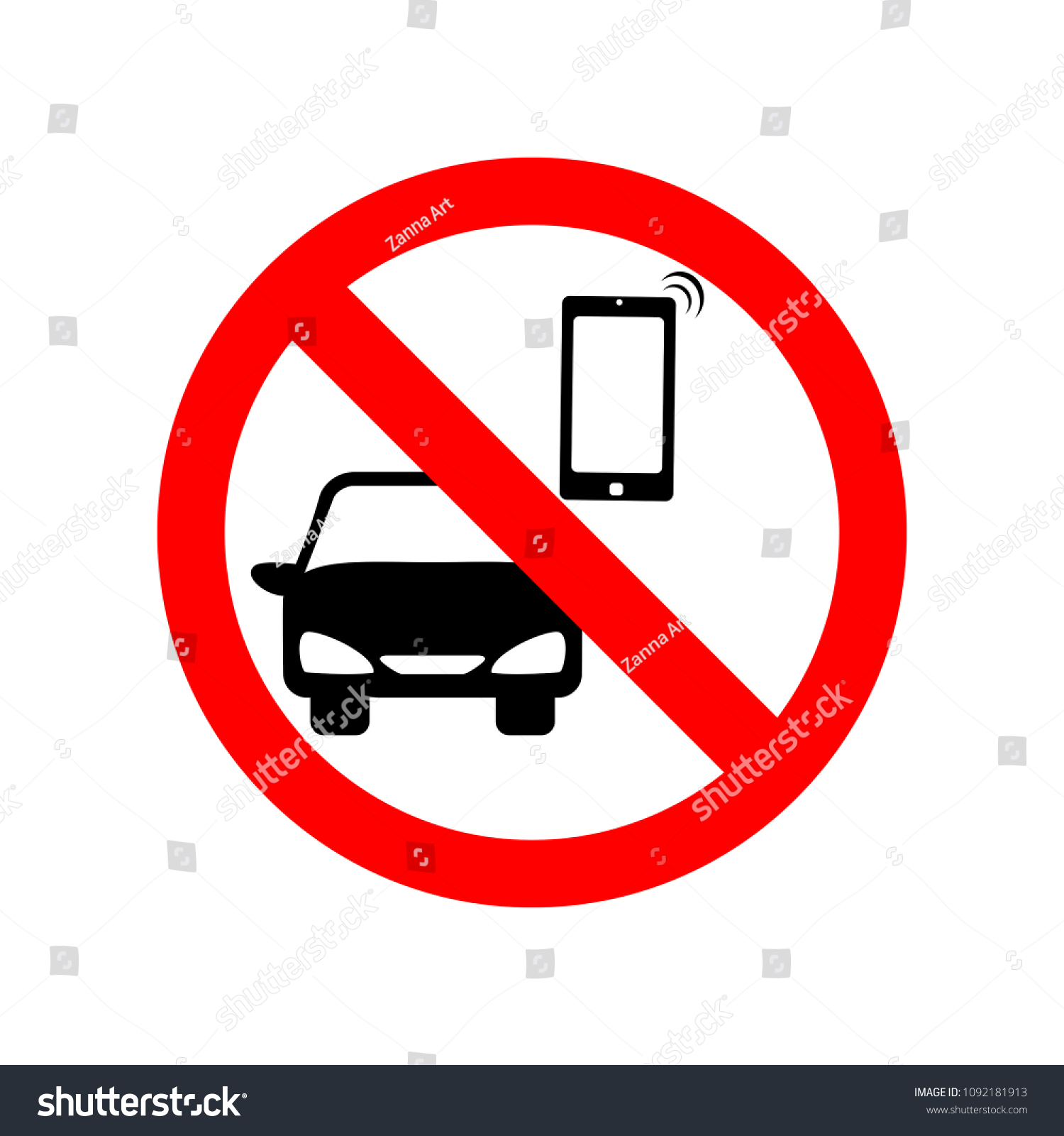 No Cell Phone While Driving Vector Stock Vector (Royalty Free) 1092181913