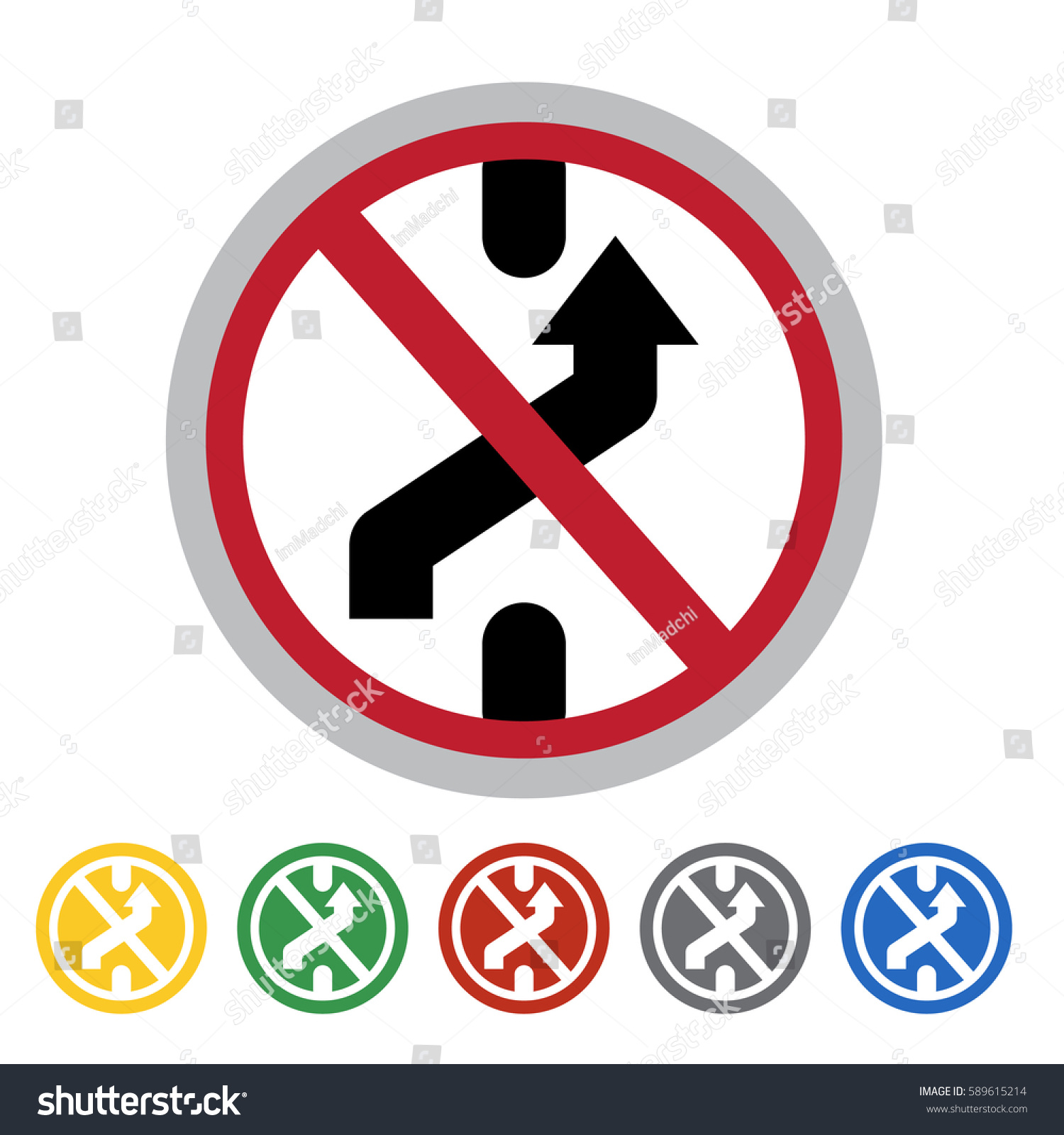 No Changing Lane Icon Setvector Illustration Stock Vector (Royalty Free ...