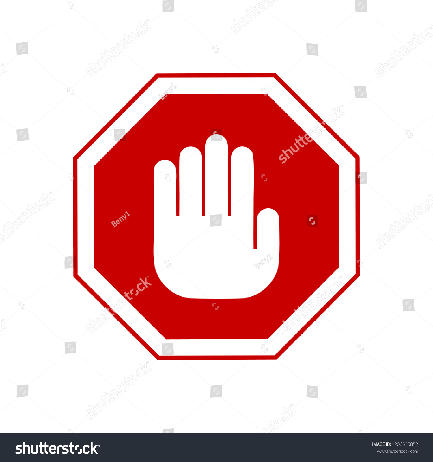 Vektor Stok No Entry Hand Sign (Tanpa Royalti) 1206535852 | Shutterstock