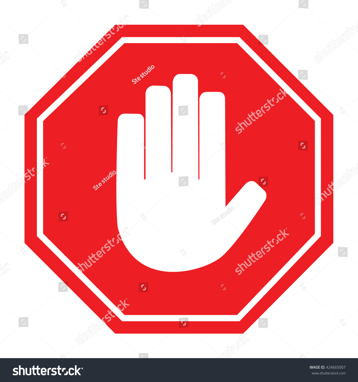 Vektor Stok No Entry Hand Sign Vector Illustration (Tanpa Royalti ...