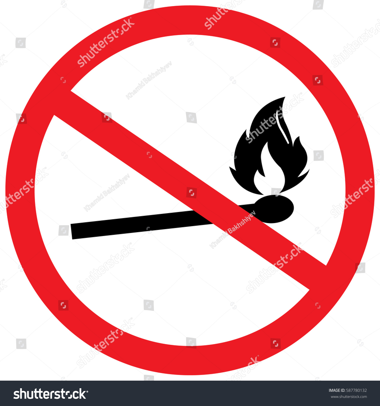 Vektor Stok No Fire Prohibited Sign (Tanpa Royalti) 587780132 ...