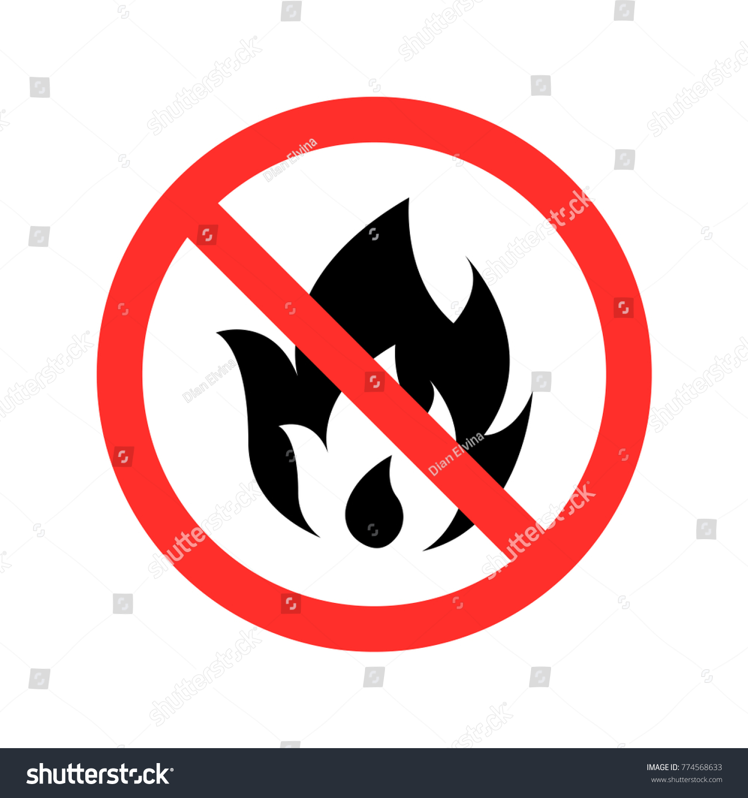 Vektor Stok No Fire Sign Danger Sign Vector (Tanpa Royalti) 774568633 ...