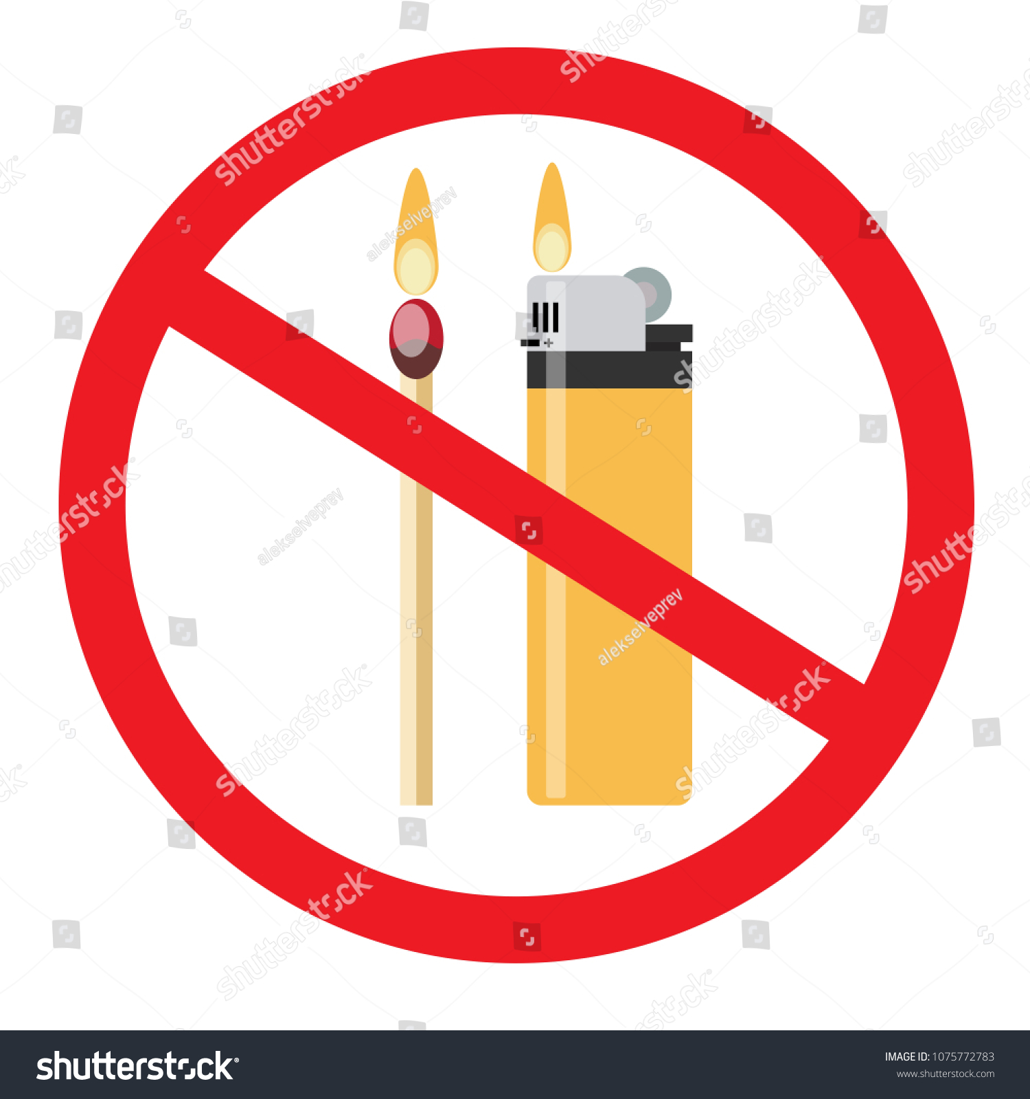 No Fire Vector Sign Stock Flat Stock Vector (Royalty Free) 1075772783