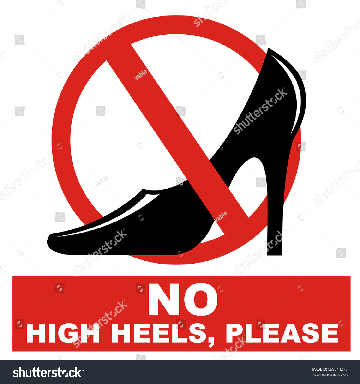 No High Heels Signage Vector Stock Vector (Royalty Free) 689644273