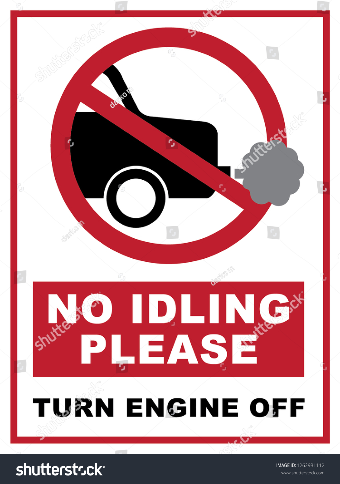 No Idling Sign: vector de stock (libre de regalías) 1262931112 ...