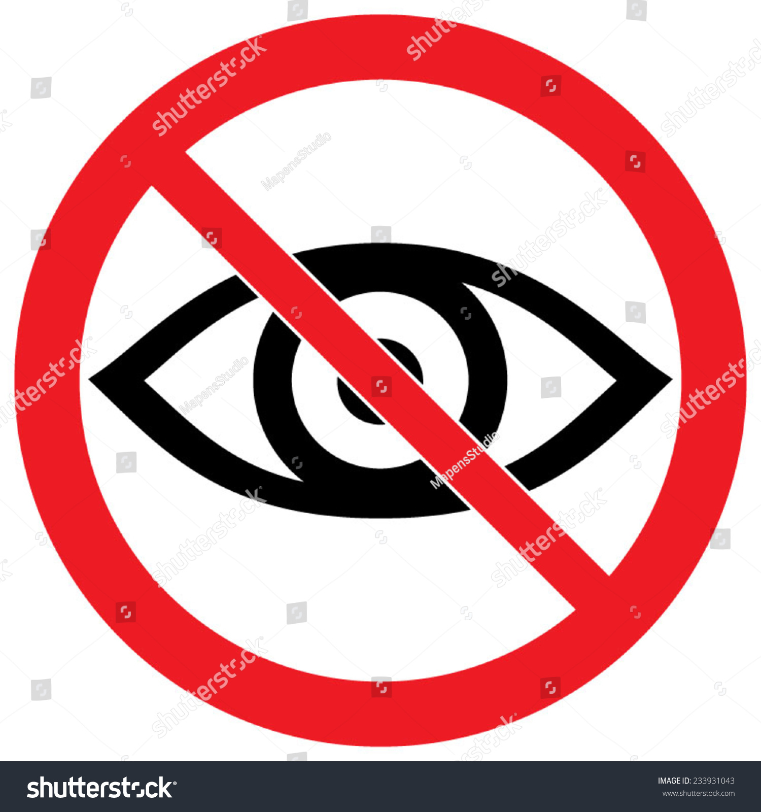 No Looking Sign Stock Vector (Royalty Free) 233931043 | Shutterstock