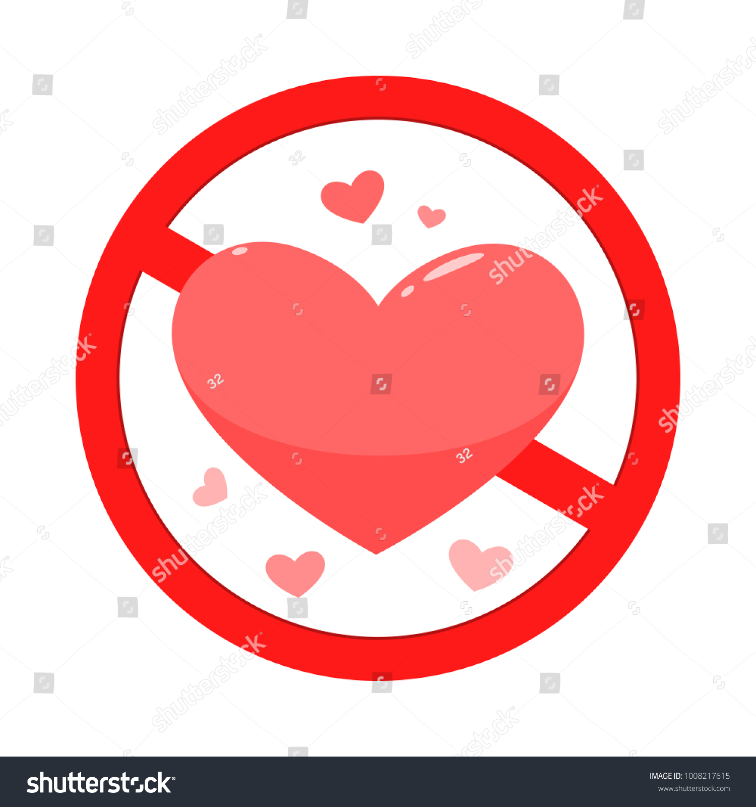 No Love Vector Warning Sign Stock Vector (Royalty Free) 1008217615