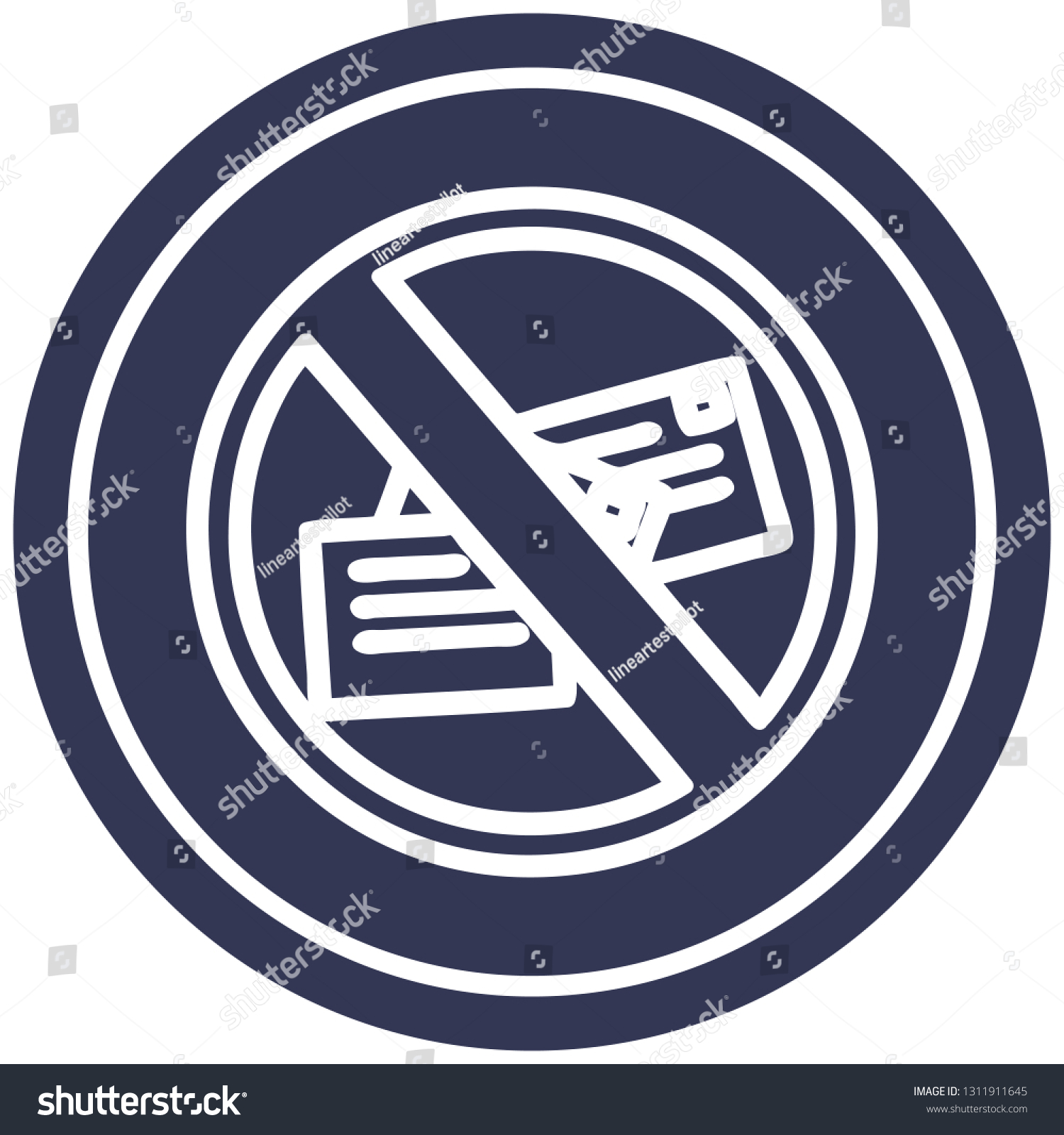 No Mail Circular Icon Symbol Stock Vector (Royalty Free) 1311911645 ...