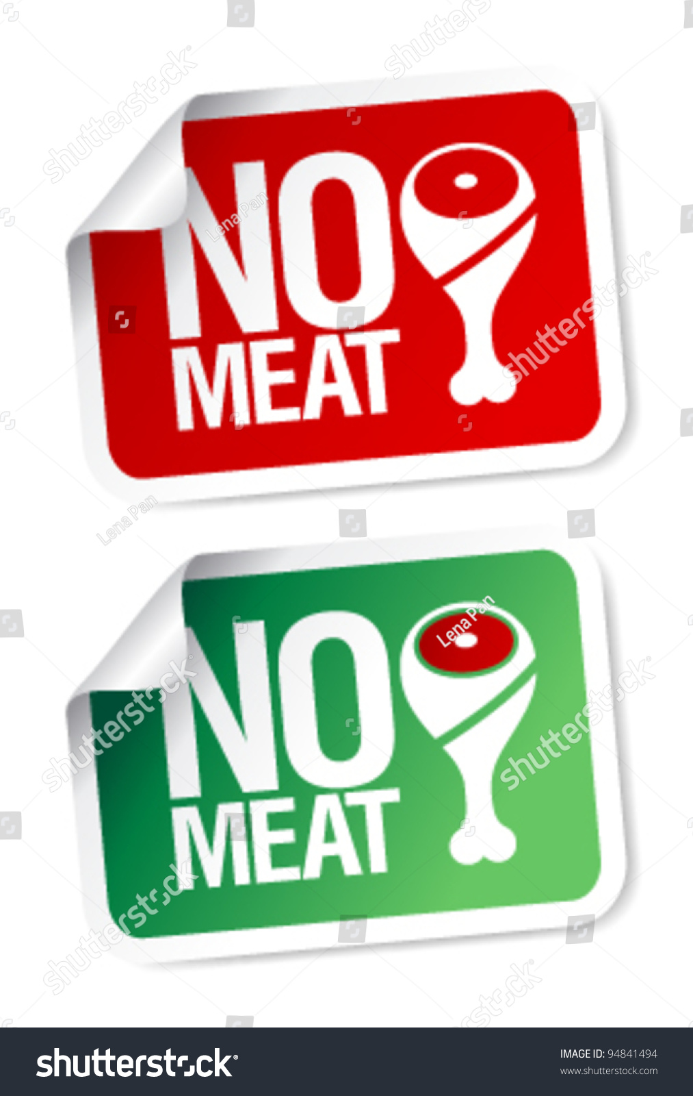 No Meat Stickers Set Stock Vector (Royalty Free) 94841494 | Shutterstock